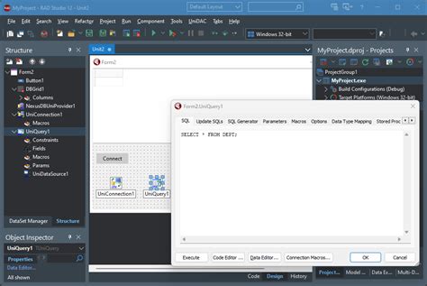 connect to nexusdb in delphi with unidac