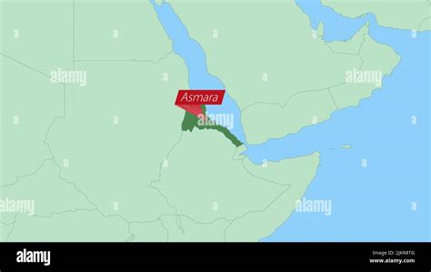 Map Of Eritrea With Pin Of Country Capital Eritrea Map With