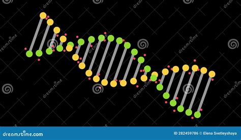 Animation Of Abstract Dna Fragment With Seamless Loop On Black Background Conceptual Design Of
