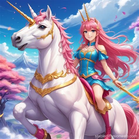 Woman Unicorn Rider Stable Diffusion Online