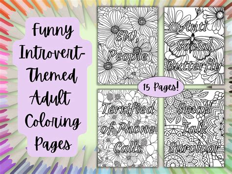 Introvert Coloring Pages Adult Funny Digital Instant Download 15