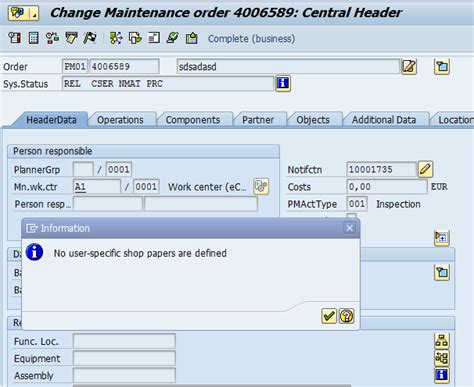1816519 no user specific shop papers are defined message no id612