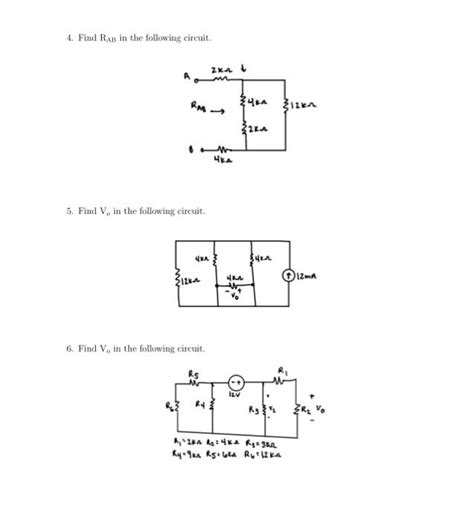 solved 4 find rab in the following circuit 5 find v0 in