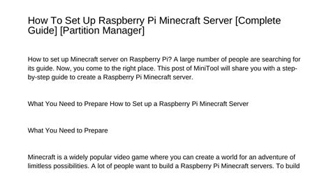 how to set up raspberry pi minecraft server complete guide partition