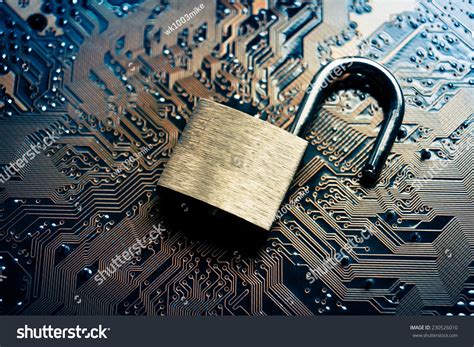 Unlock Security Lock On Computer Circuit Board Computer Security