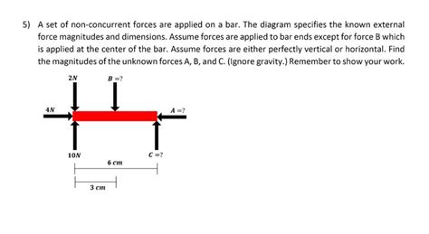Solved 5 A Set Of Non Concurrent Forces Are Applied On A Bar The 1 Answer Transtutors