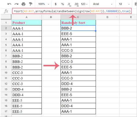 How To Sort Or Shuffle Data In A List Randomly In Google Sheets