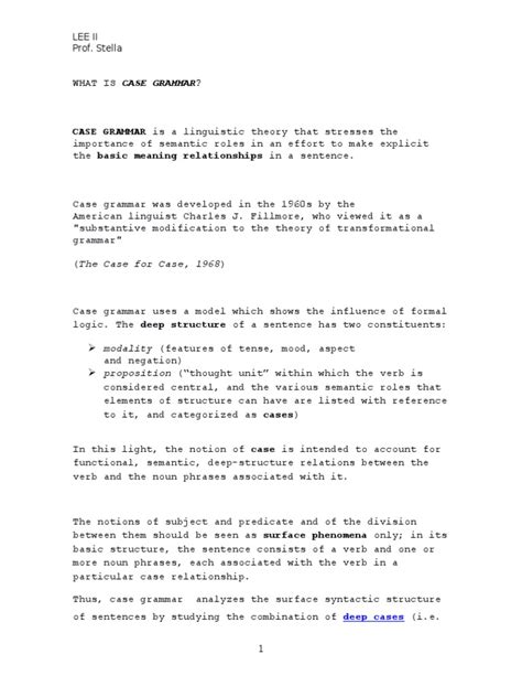 Case Grammar Pdf Verb Semantics