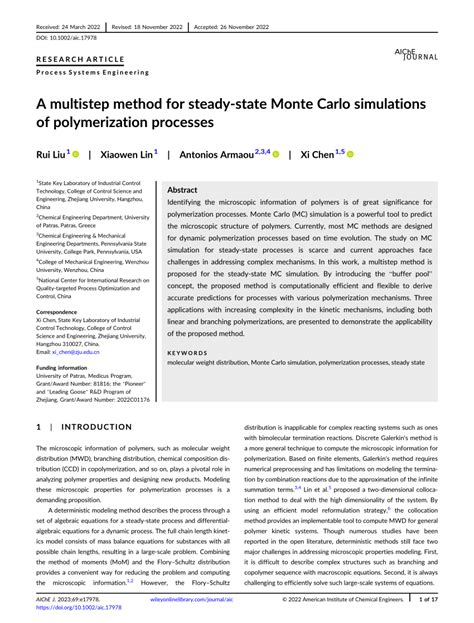 A Multistep Method For Steady‐state Monte Carlo Simulations Of Polymerization Processes