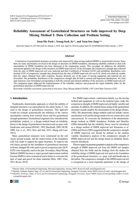 PDF Reliability Assessment Of Geotechnical Structures On Soils Improved By Deep Mixing Method