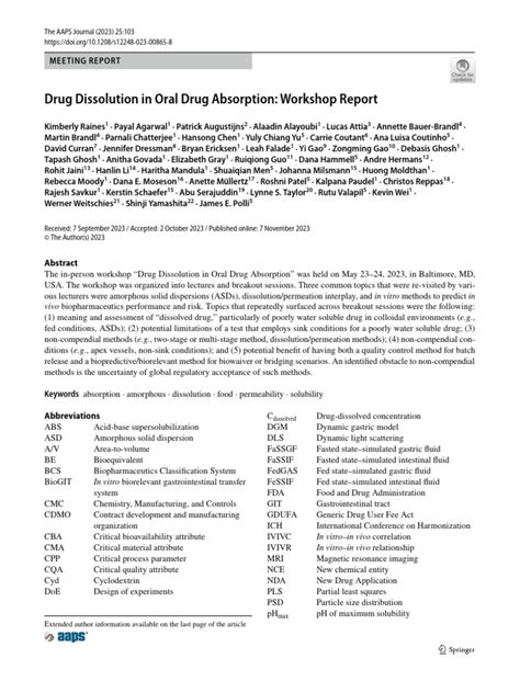 Workshop Report Pdf Pharmaceutical Formulation Gastrointestinal Tract