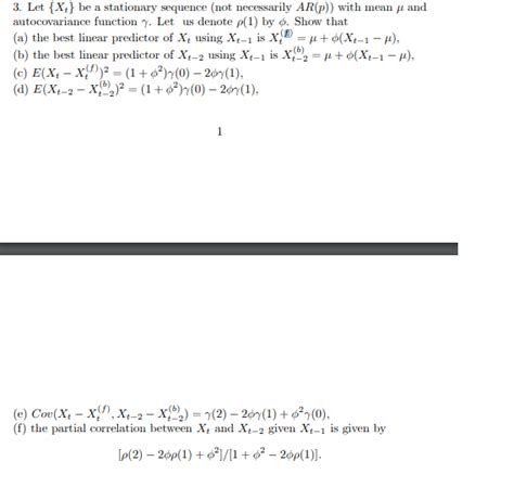 Solved 3 Let Xt Be A Stationary Sequence Not Necessarily