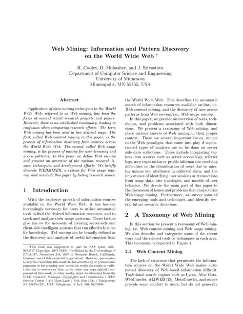 Pdf Web Mining Information And Pattern Discovery On The World Wide Web