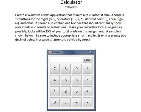 Solved Calculator 100 Points Create A Windows Forms Chegg Com