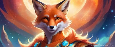 Gorgeous Fox Humanoid In It Job With Abstract Background Stable