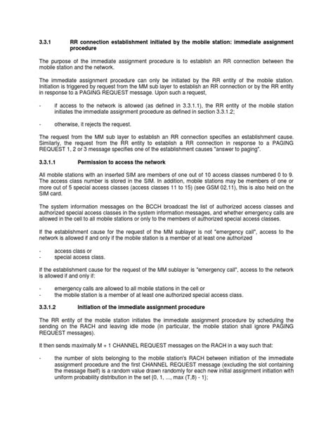 Immediate Assignment Procedure Pdf Subscriber Identity Module