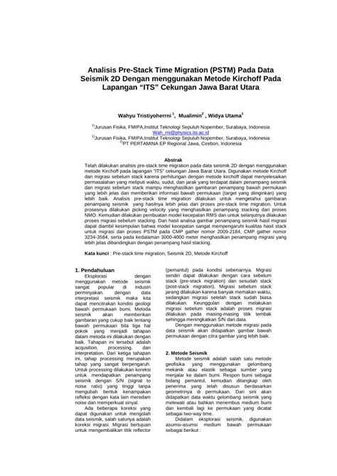 pdf analisis pre stack time migration pstm pada data · pdf