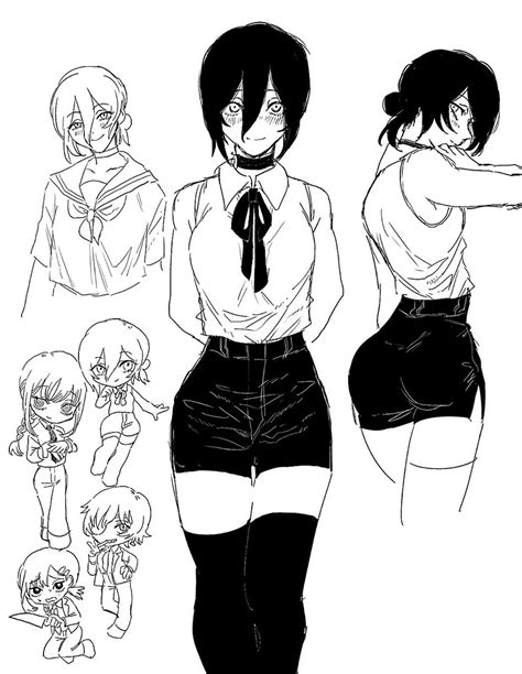 Makima Reze Higashiyama Kobeni And Himeno Chainsaw Man Drawn By