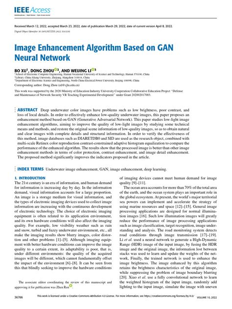 image enhancement algorithm based on gan neural network pdf computer vision deep learning