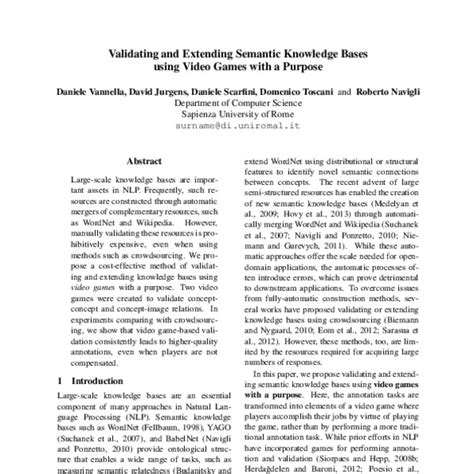 Validating And Extending Semantic Knowledge Bases Using Video Games With A Purpose Acl Anthology