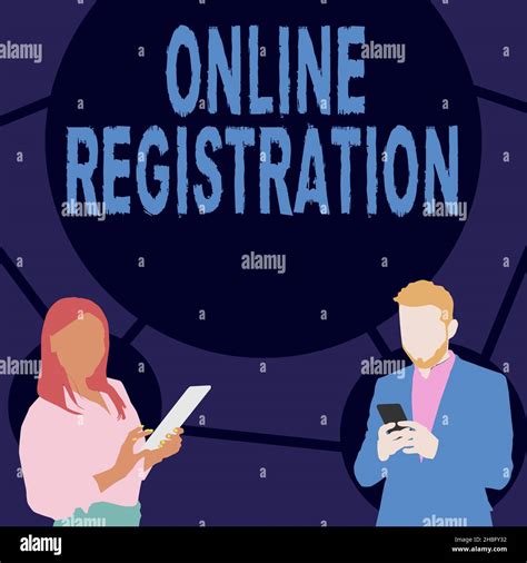 Text Sign Showing Online Registration Word For Process To Subscribe To Join An Event Club Via