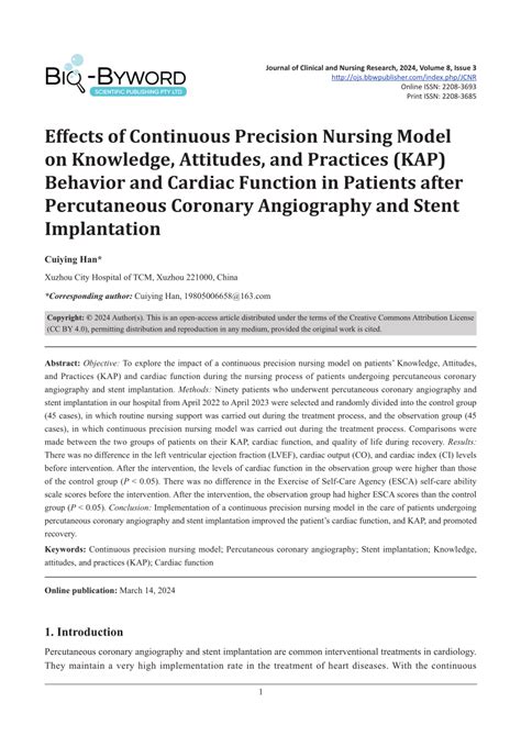 PDF Effects Of Continuous Precision Nursing Model On Knowledge