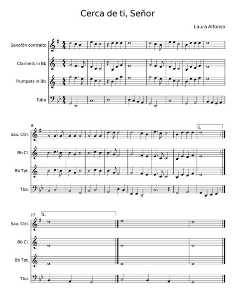 Cerca De Ti Señor Laura Alfonso Sheet Music For Tuba Saxophone Alto