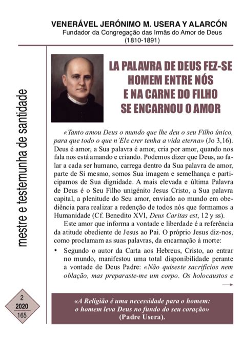 Boletim Da Causa Do Padre Usera Congregação Das Religiosas Do Amor De Deus