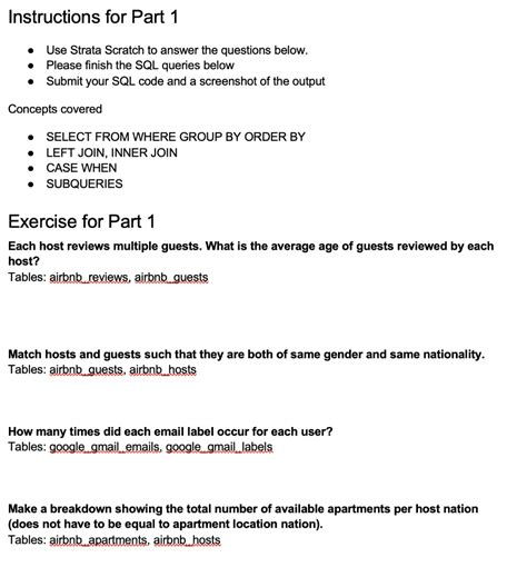 Instructions For Part 1 Use Strata Scratch To