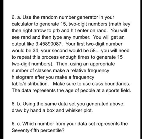 Solved 6 A Use The Random Number Generator In Your Chegg Com
