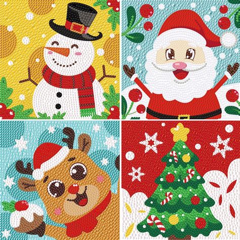 Steford Christmas Diamond Art Craft Kits 4pcs Diy 5d Full