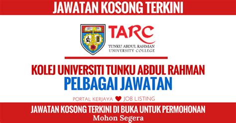 Jawatan Kosong Terkini Kolej Universiti Tunku Abdul Rahman • Kerja Kosong Kerajaan And Swasta