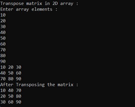Program To Transpose Matrix In 2D Array Appychip