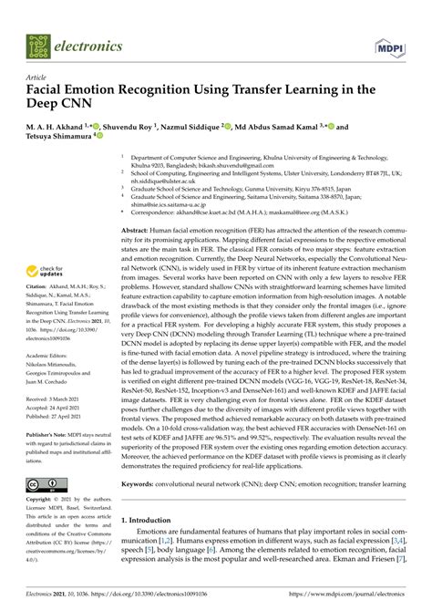 Pdf Facial Emotion Recognition Using Transfer Learning In The Deep Cnn