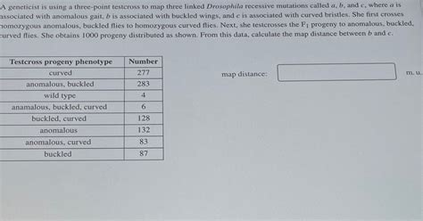 Solved A Geneticist Is Using A Three Point Testcross To Map