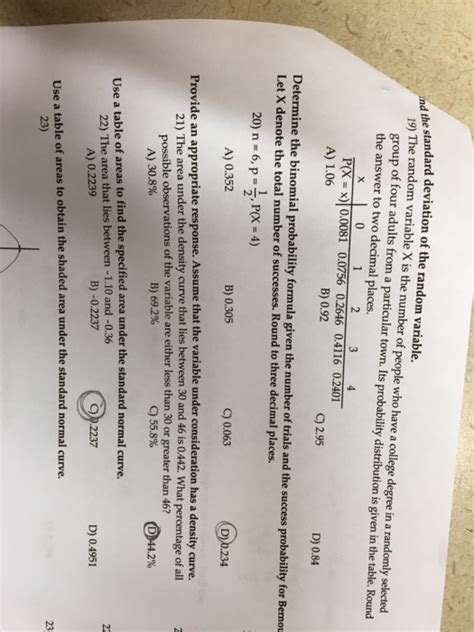 solved find the standard deviation of the random variable