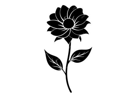 Wild Flower Outline And Single Flower Silhouette Perfect For Botanical