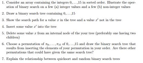 Solved Consider An Array Containing The Integers 0 15