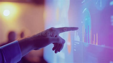 Analyzing Digital Data Visualization On Interactive Screen For Business Insights Performance