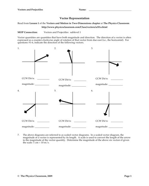 vector addition worksheet answers the physics classroom math