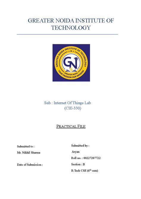Iot Practical File Iot File Greater Noida Institute Of