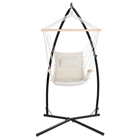 Gardeon Hammock Chair With Steel Stand And Armrest Cream The Best