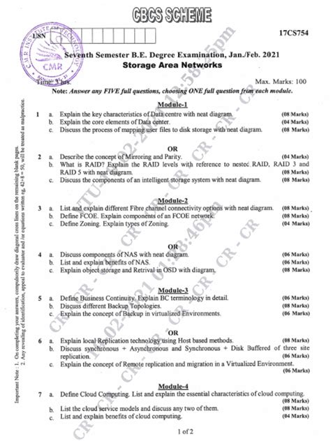 Vtu Question Paper Of 17cs754 Storage Area Networks Jan 2021 Pdf