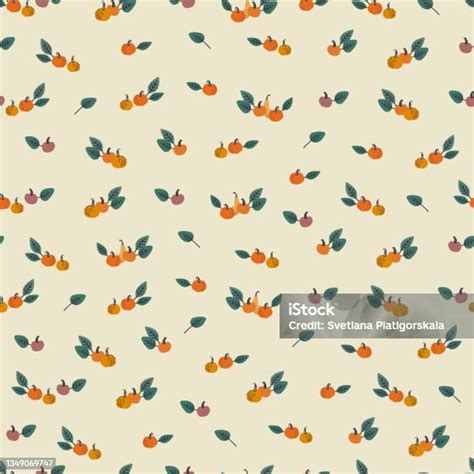 베이지 색 배경에 호박과 잎이있는 매끄러운 패턴 추수감사절 컨셉 0명에 대한 스톡 벡터 아트 및 기타 이미지 0명 과일 귀여운 Istock