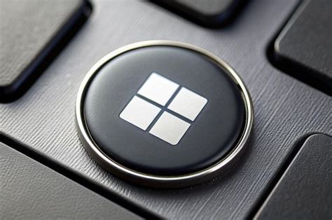 The Windows Button On A Black Laptop Notebook Keyboard Macro Extreme Closeup Top View Round