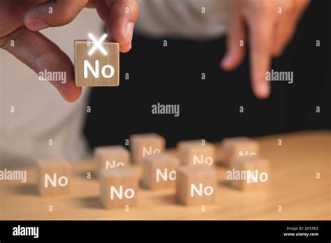 evaluation and decision concept rejection or no or false symbols man