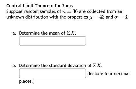 Solved Central Limit Theorem For Sums Suppose Random Samples