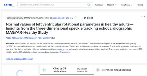 [citation Report] Normal Values Of Left Ventricular Rotational Parameters In Healthy Adults