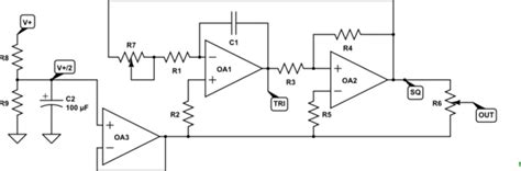 frequency vco from a rectangular and triangular signal generator