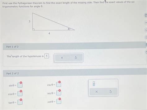 Solved First Use The Pythagorean Theorem To Find The Exact Chegg Com